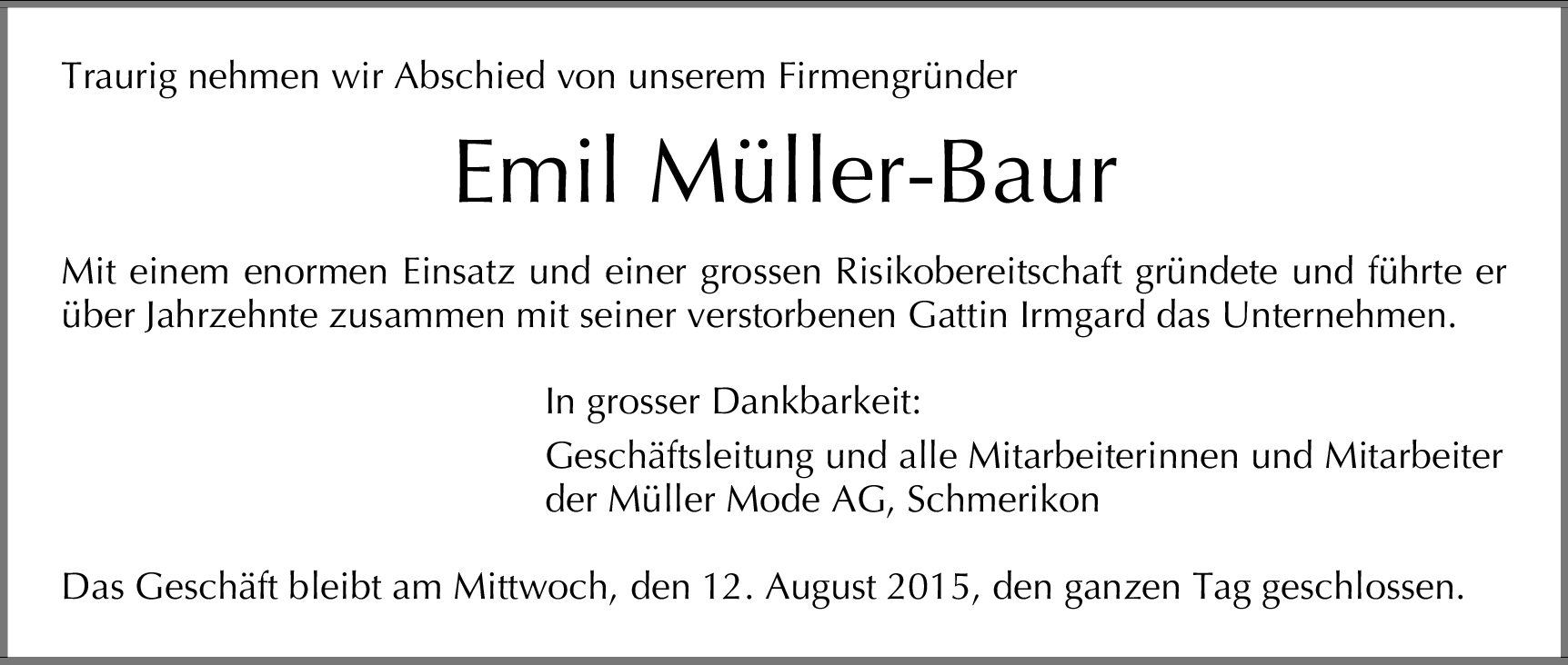 Emil Müller-Baur | Hommages