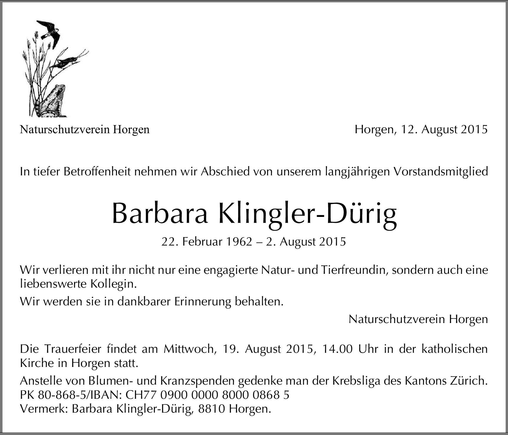 Barbara Klingler-Dürig | Hommages