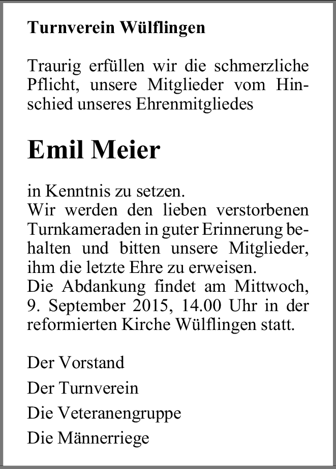Emil Meier | Hommages