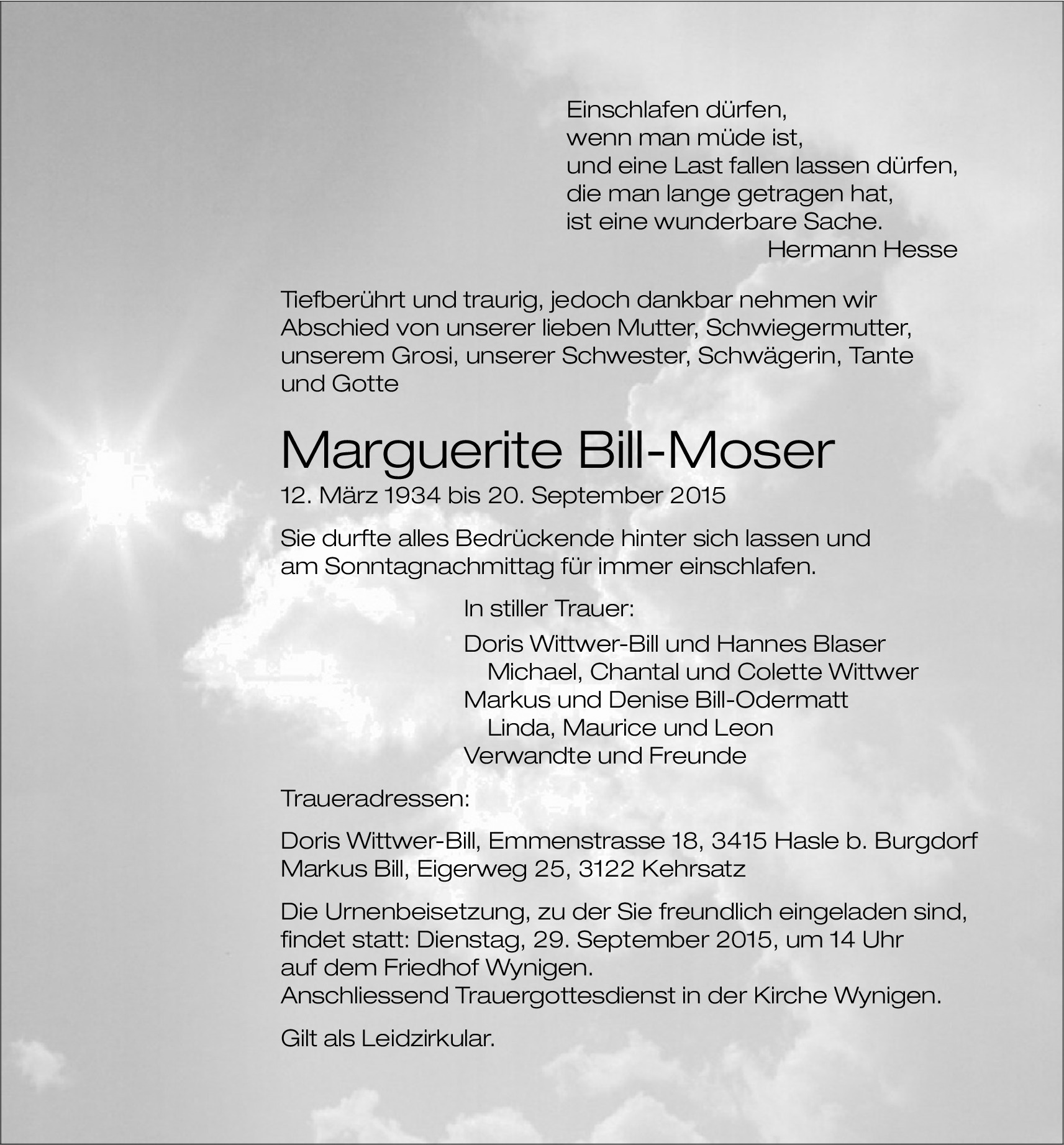 Marguerite Bill-Moser | Hommages