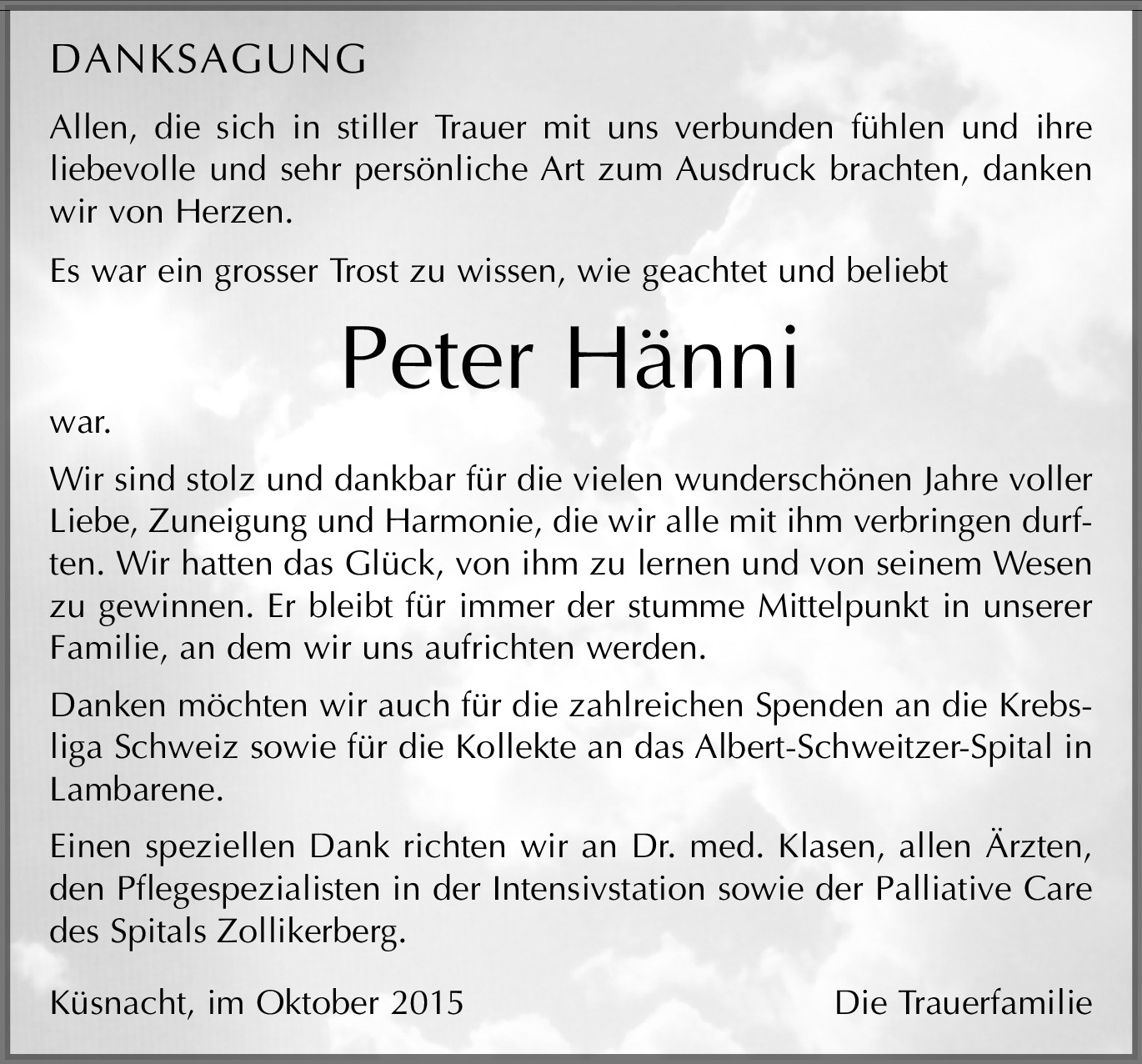 Peter Hänni | Hommages