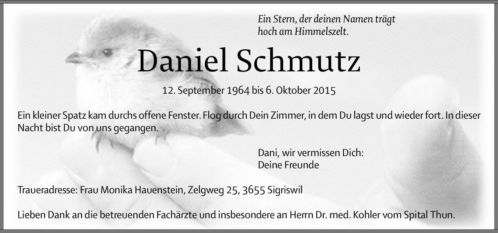 Daniel Schmutz | Hommages