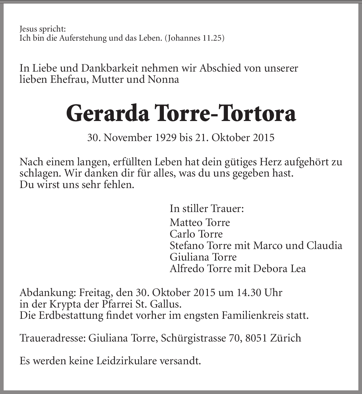 Gerarde Torre-Tortora | Hommages