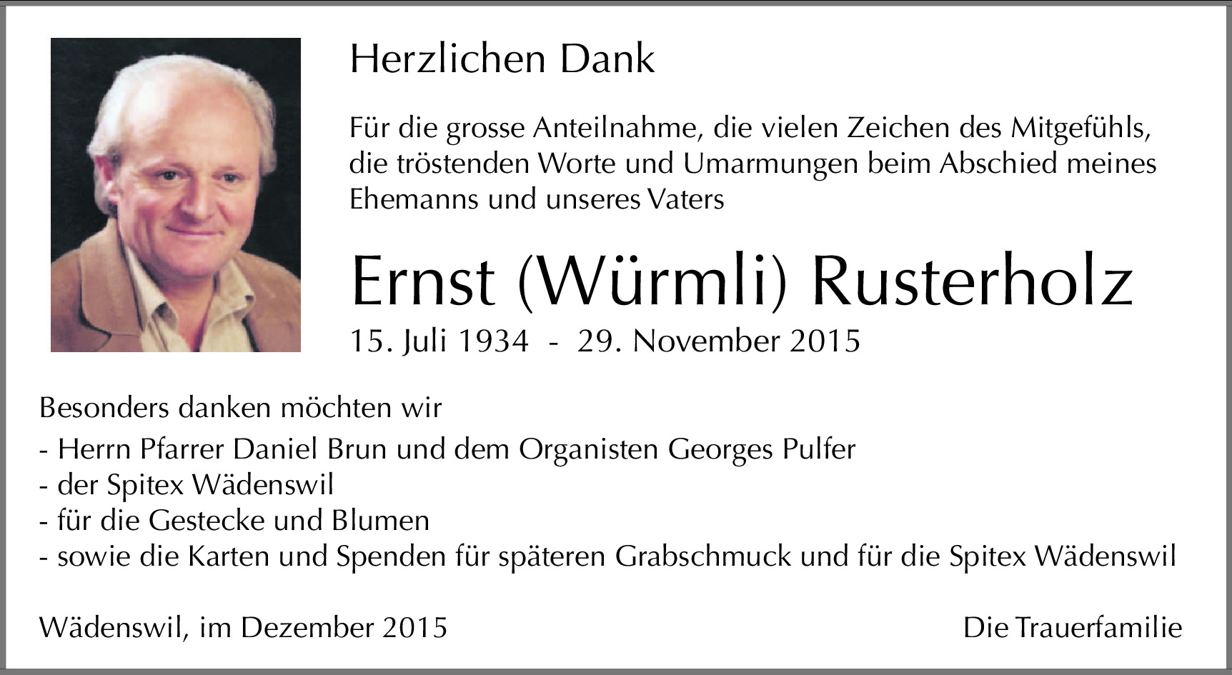 Ernst Rusterholz | Hommages