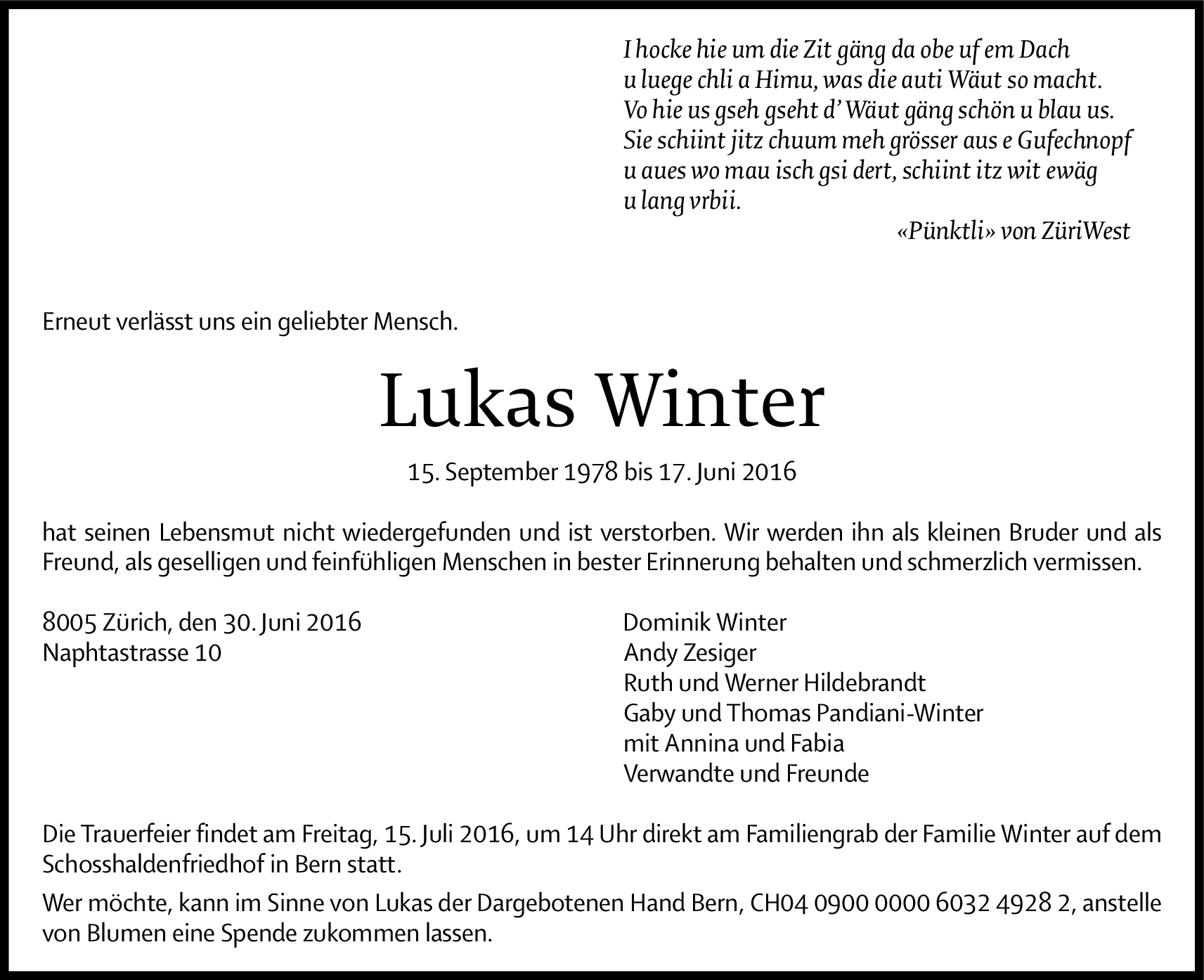 Lukas Winter | Hommages