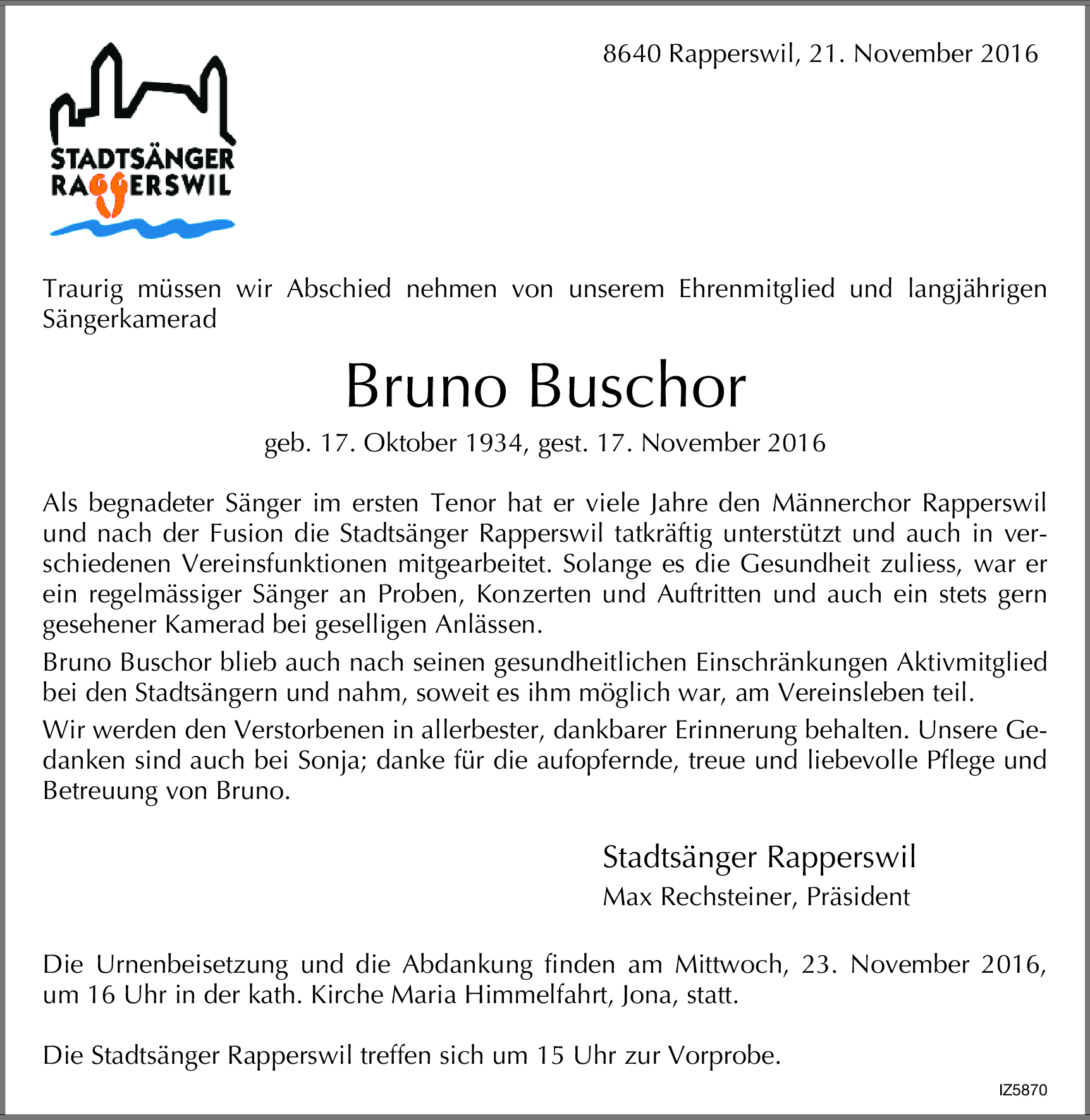 Bruno Buschor | Hommages