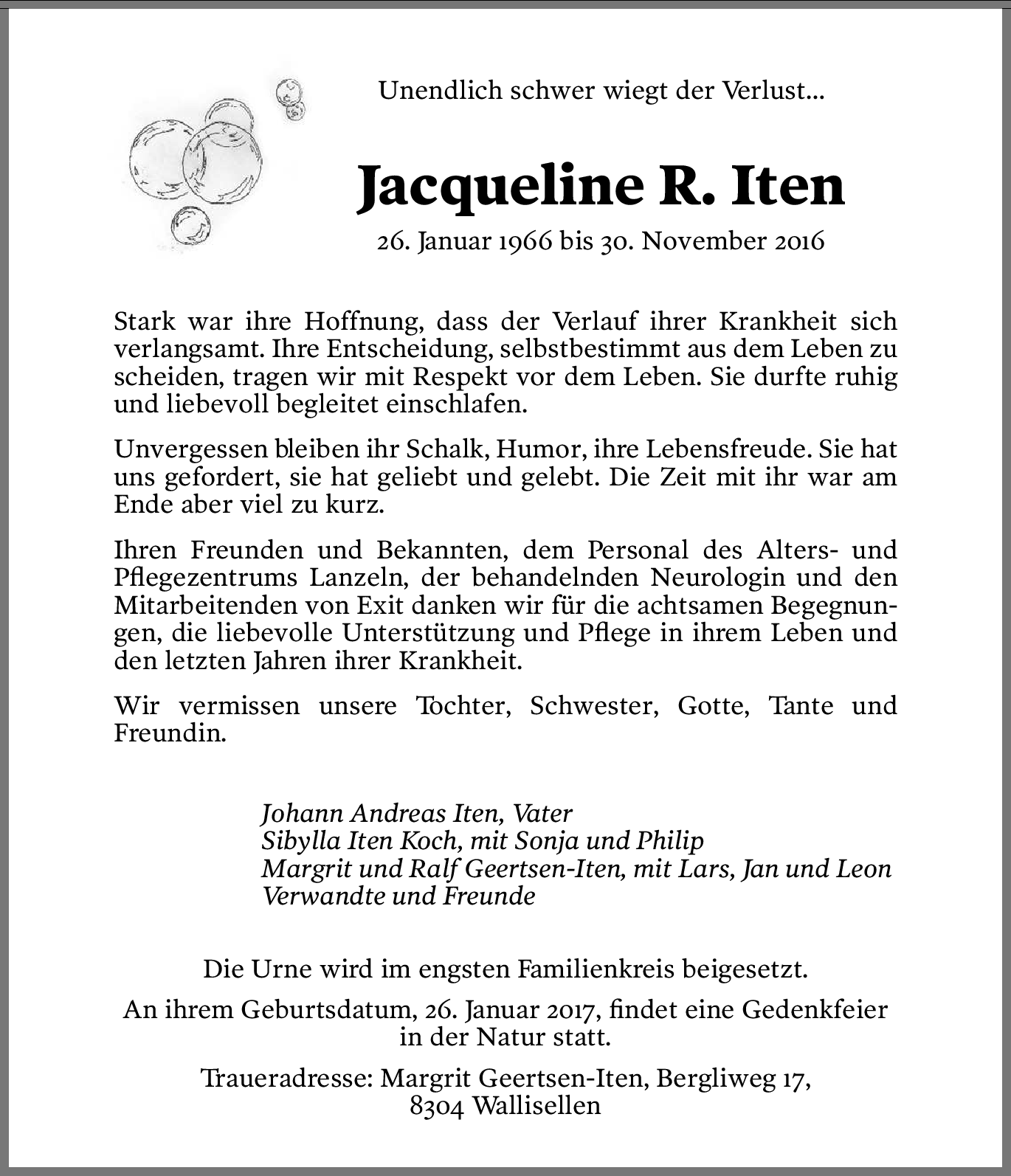 Jacqueline R. Iten | Hommages