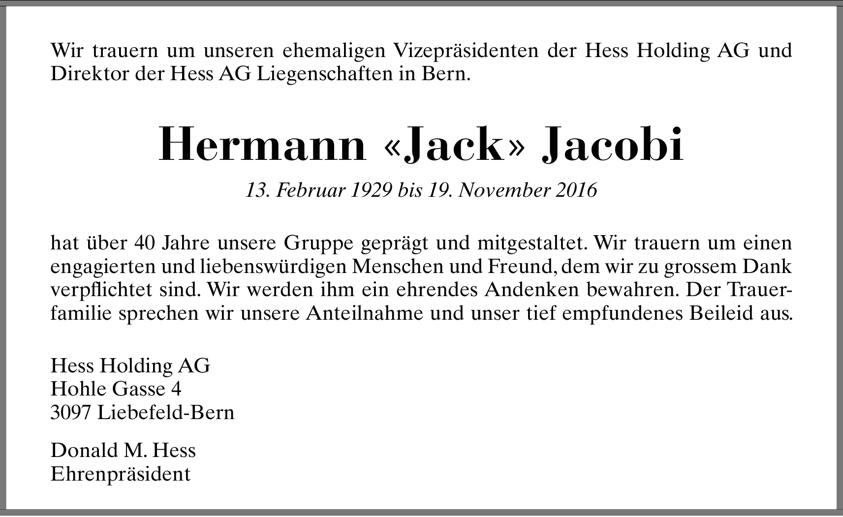 Hermann Jacobi | Hommages