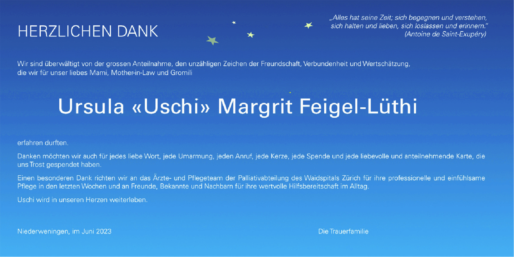 Ursula Margrit Feigel-Lüthi | Hommages