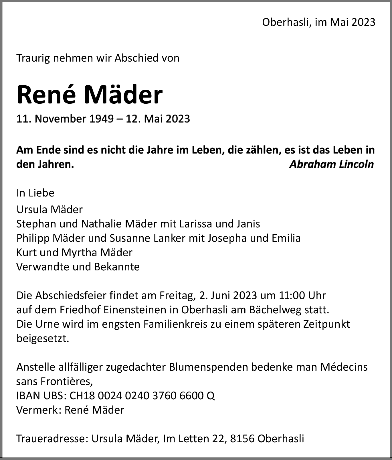 Rene Mäder | Hommages