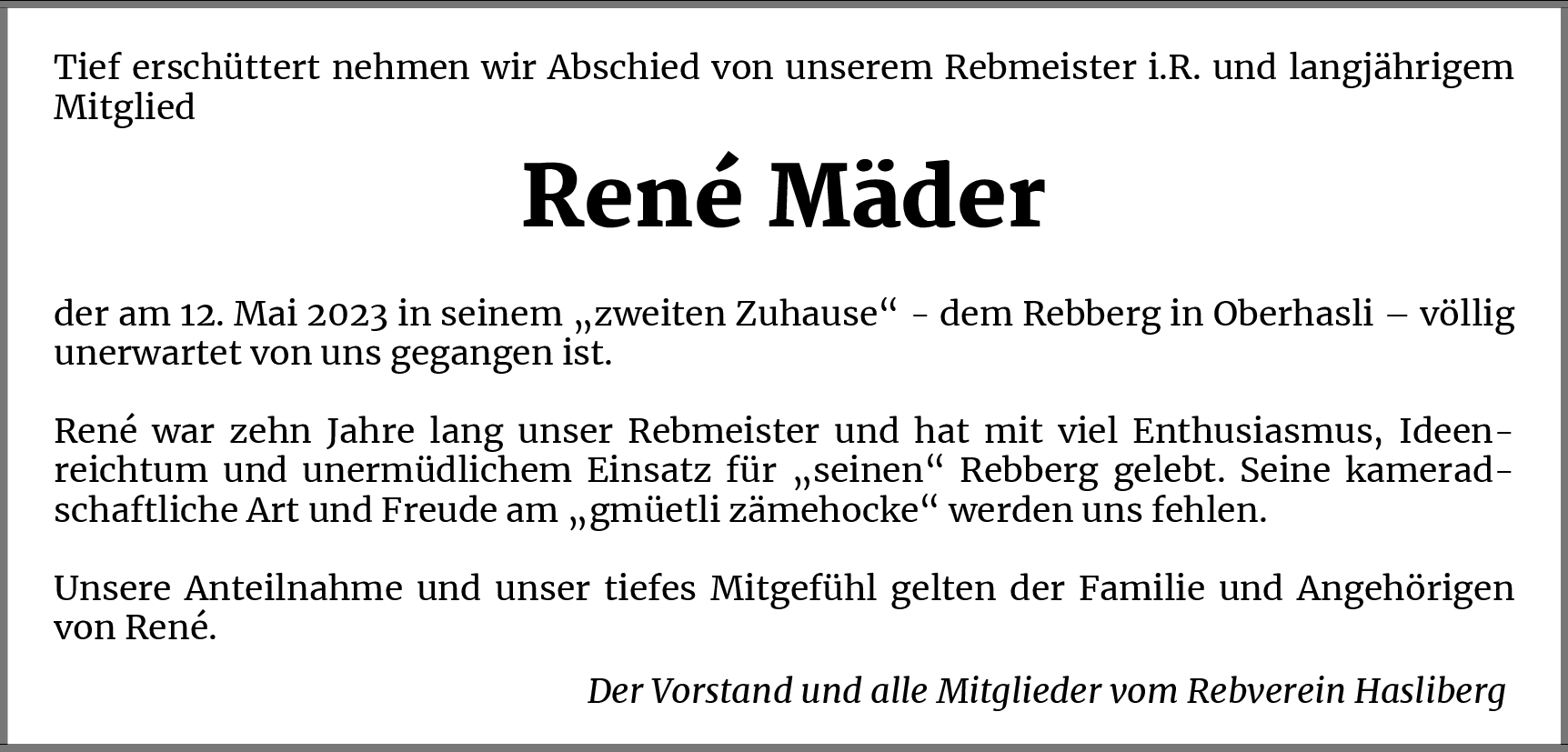 Rene Mäder | Hommages