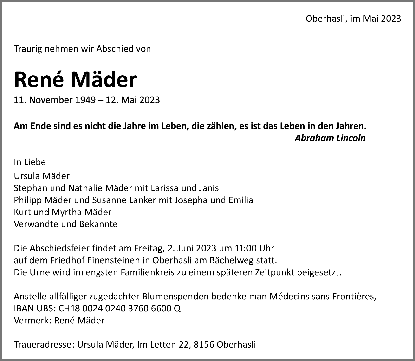 Rene Mäder | Hommages