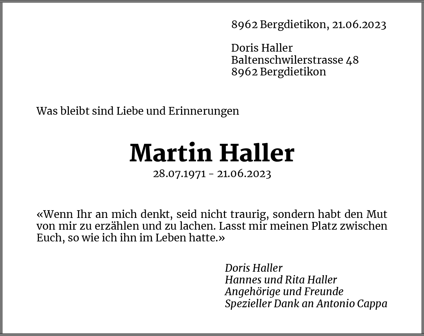Martin Haller | Hommages
