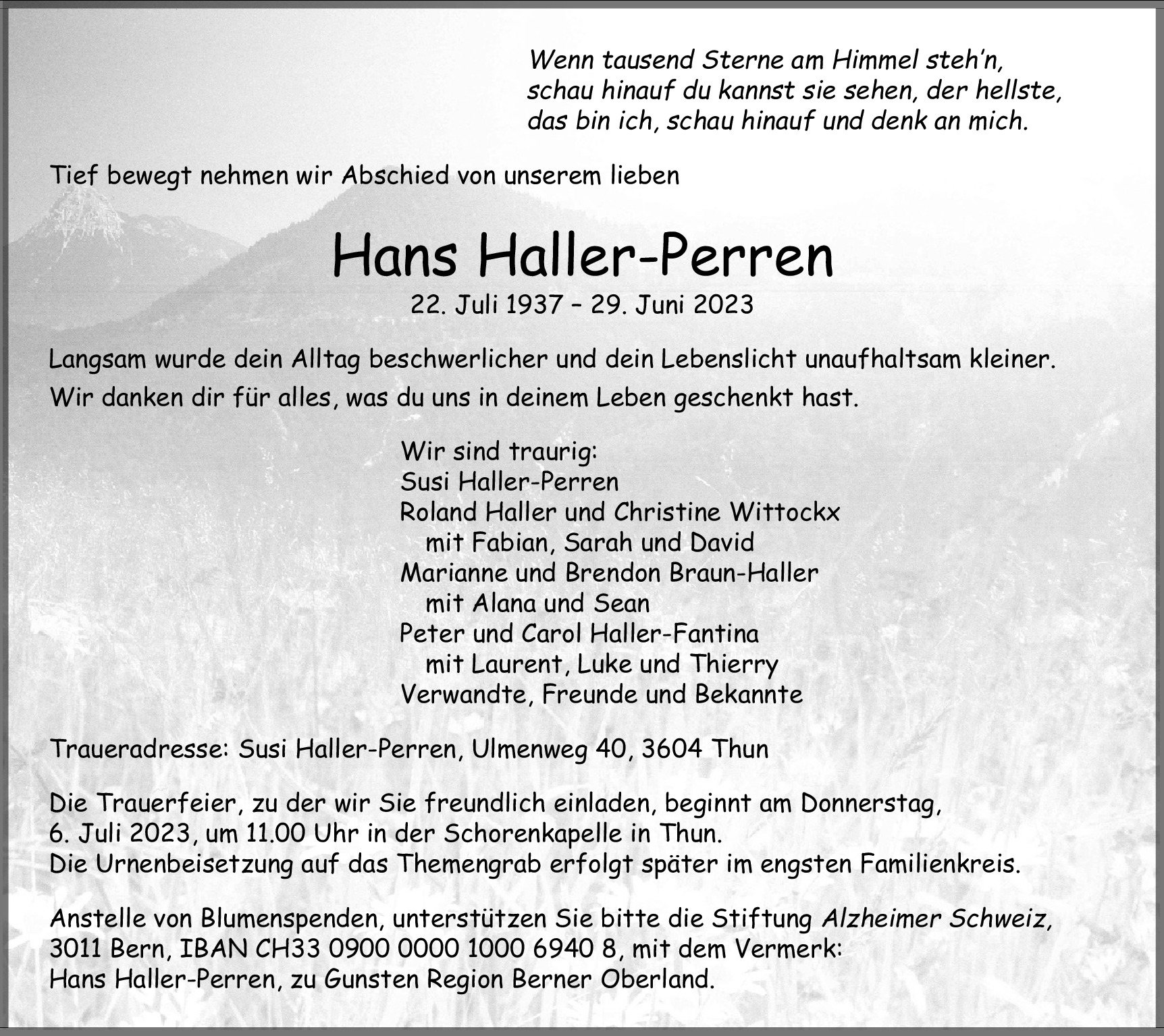 Hans Haller-Perren | Hommages