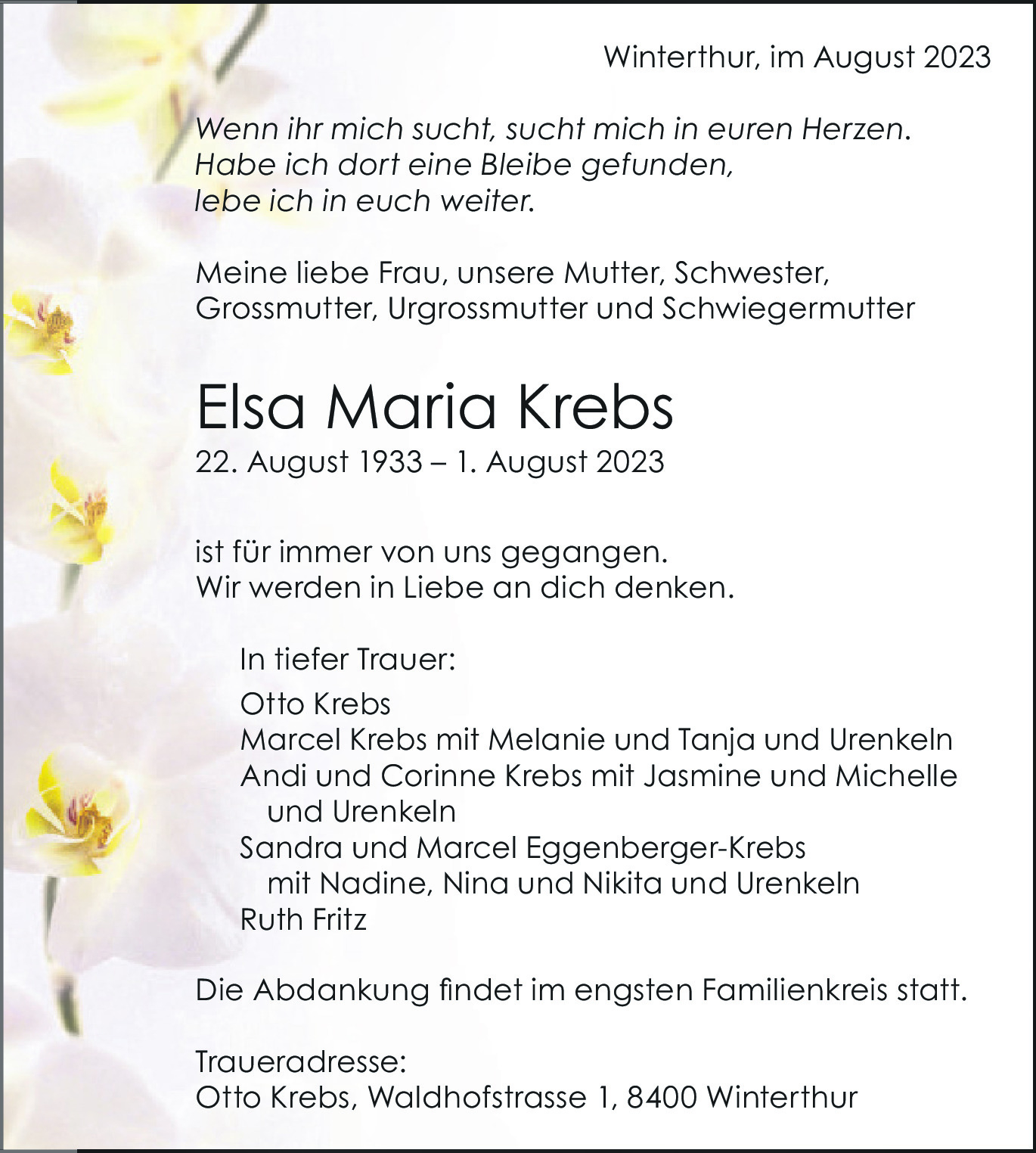 Elsa Maria Krebs | Hommages