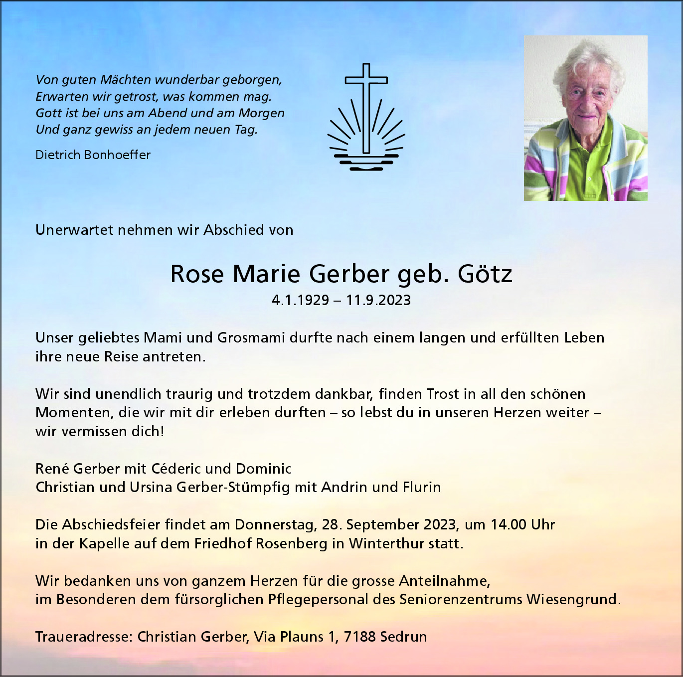 Rose Marie Gerber | Hommages