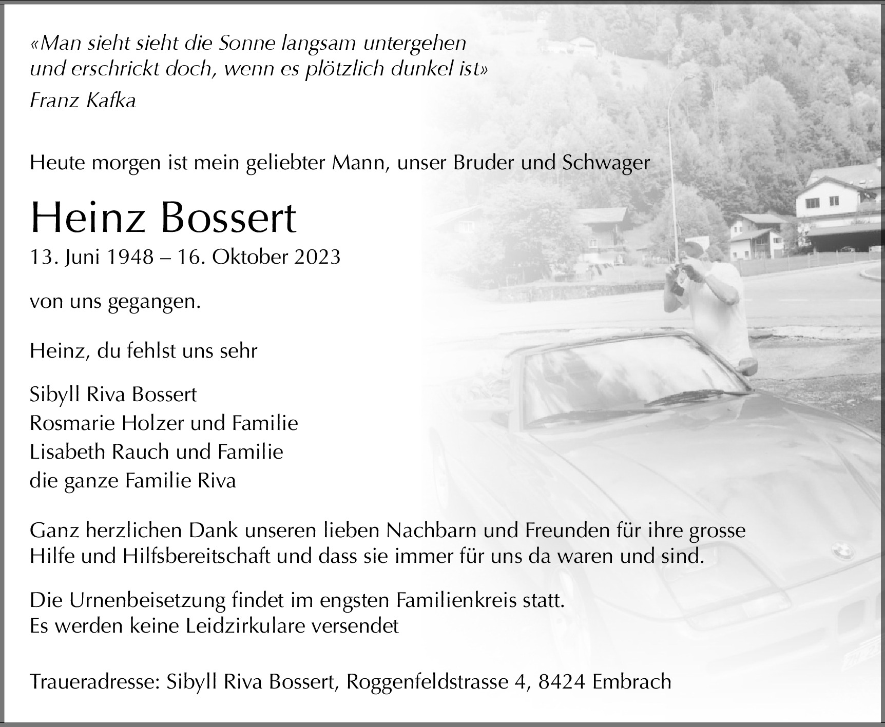 Heinz Bossert | Hommages