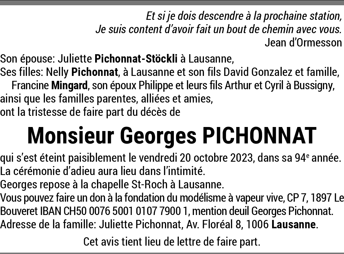 Georges Pichonnat | Hommages