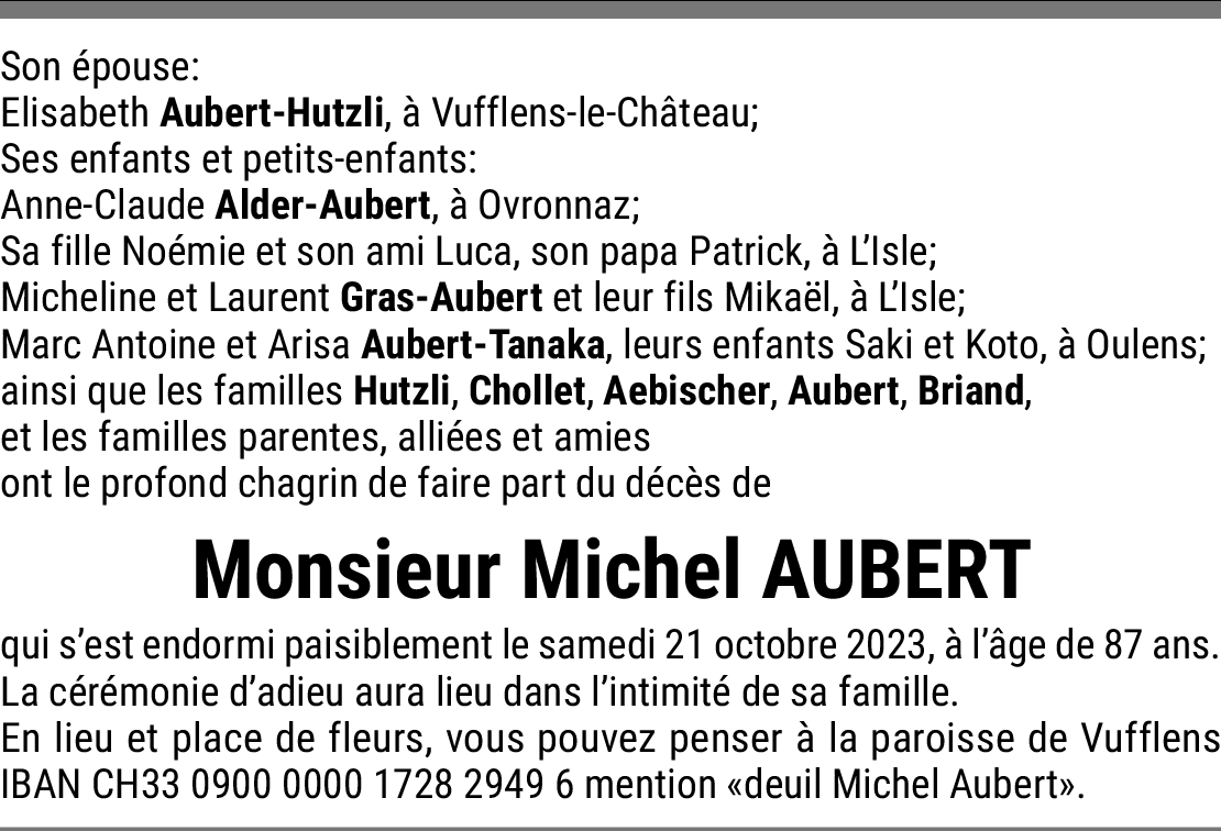 Michel Aubert | Hommages