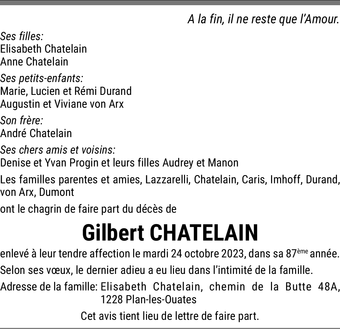 Gilbert Chatelain | Hommages