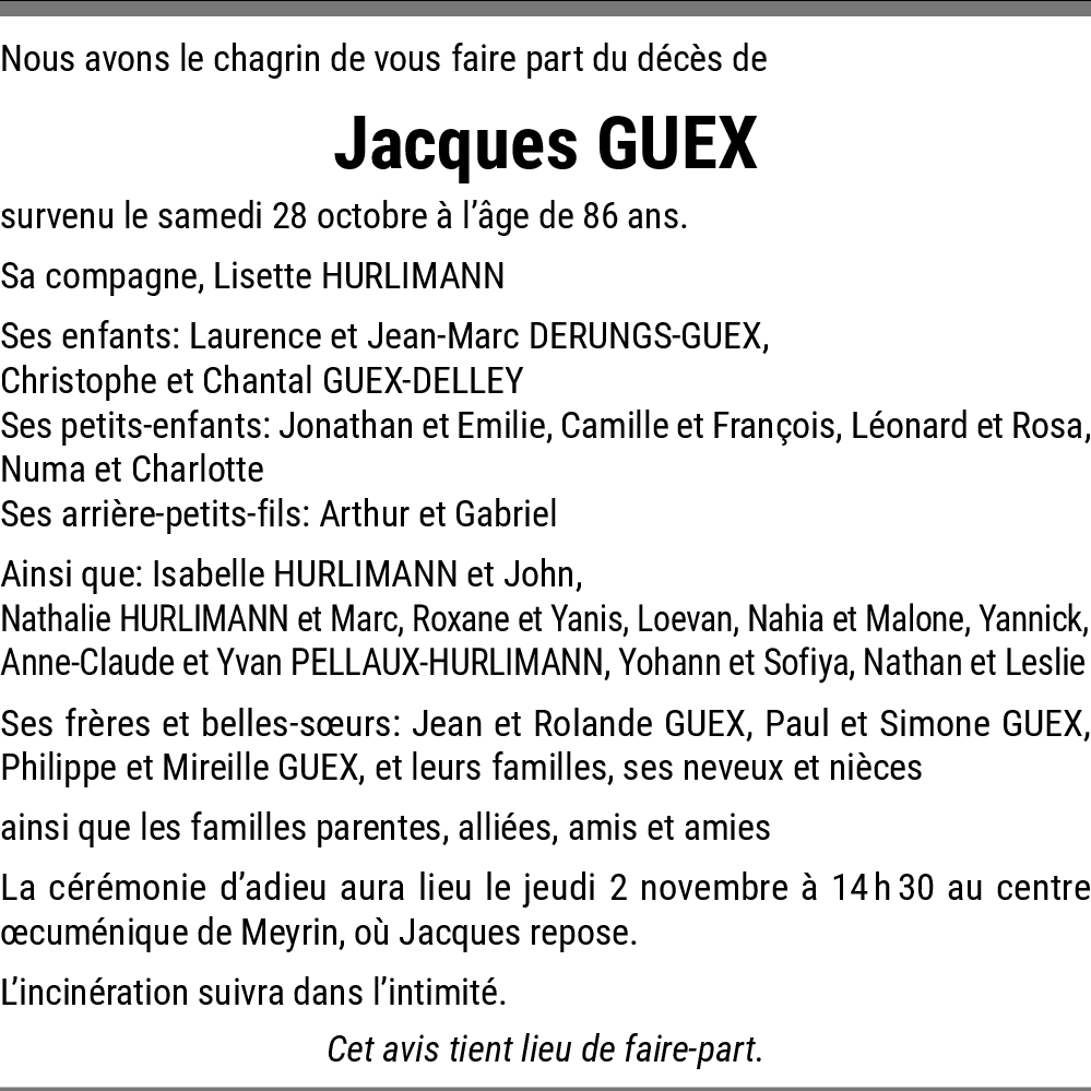 Jacques Guex | Hommages
