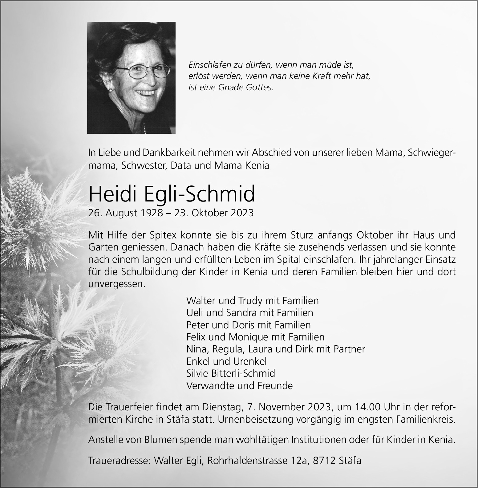 Heidi Egli-Schmid | Hommages