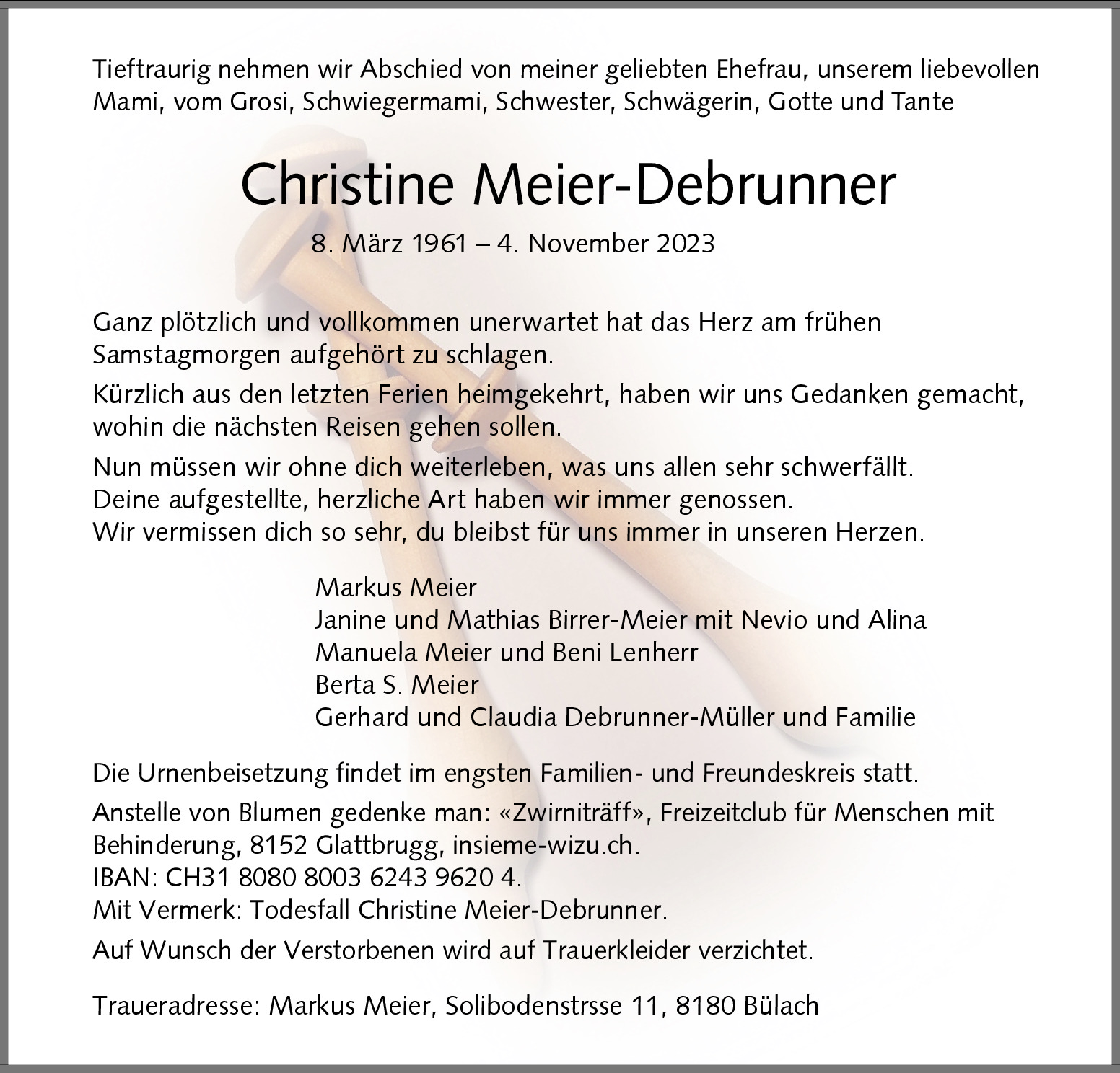 Christine Meier-Debrunner | Hommages