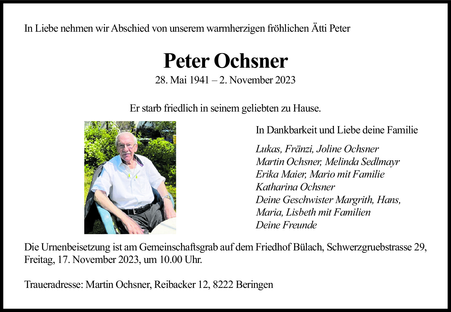 Peter Ochsner | Hommages