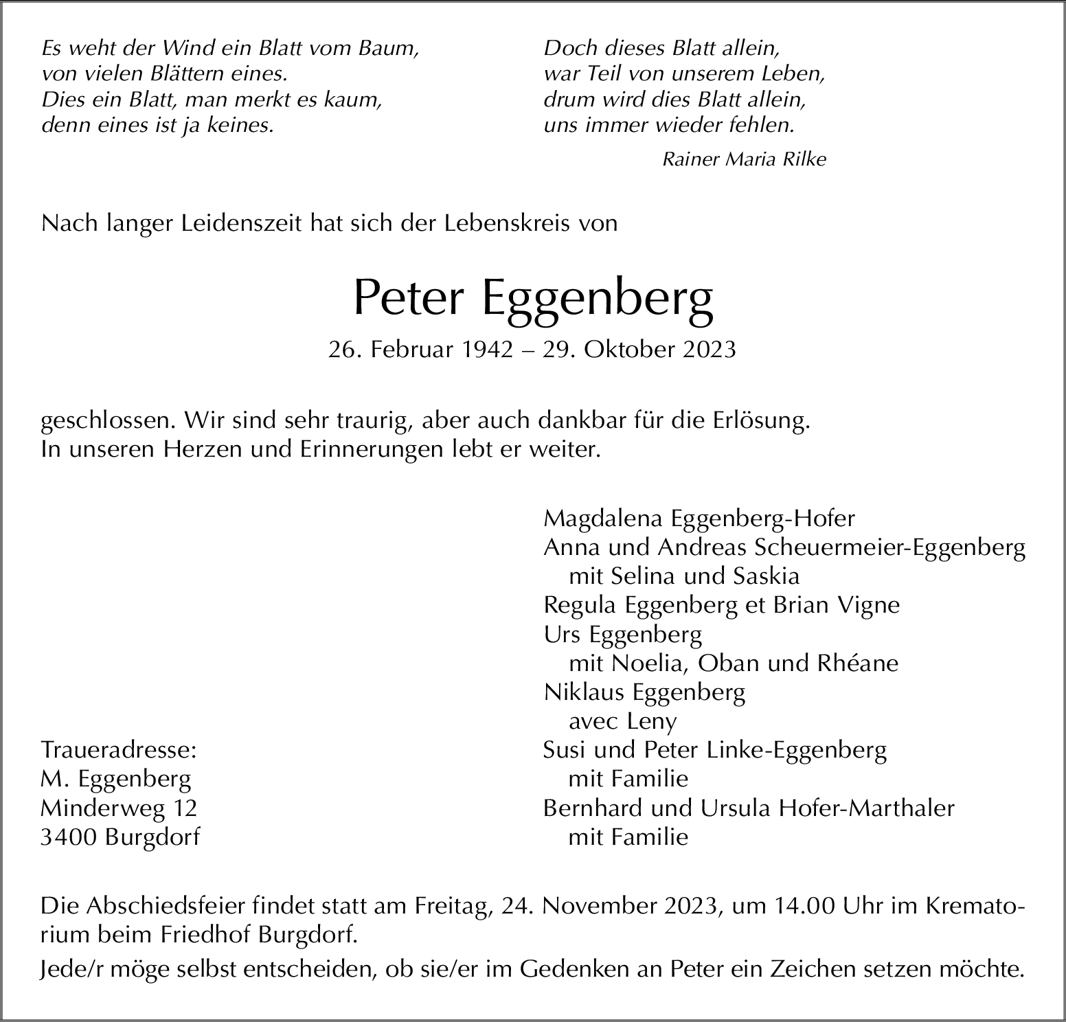 Peter Eggenberg | Hommages