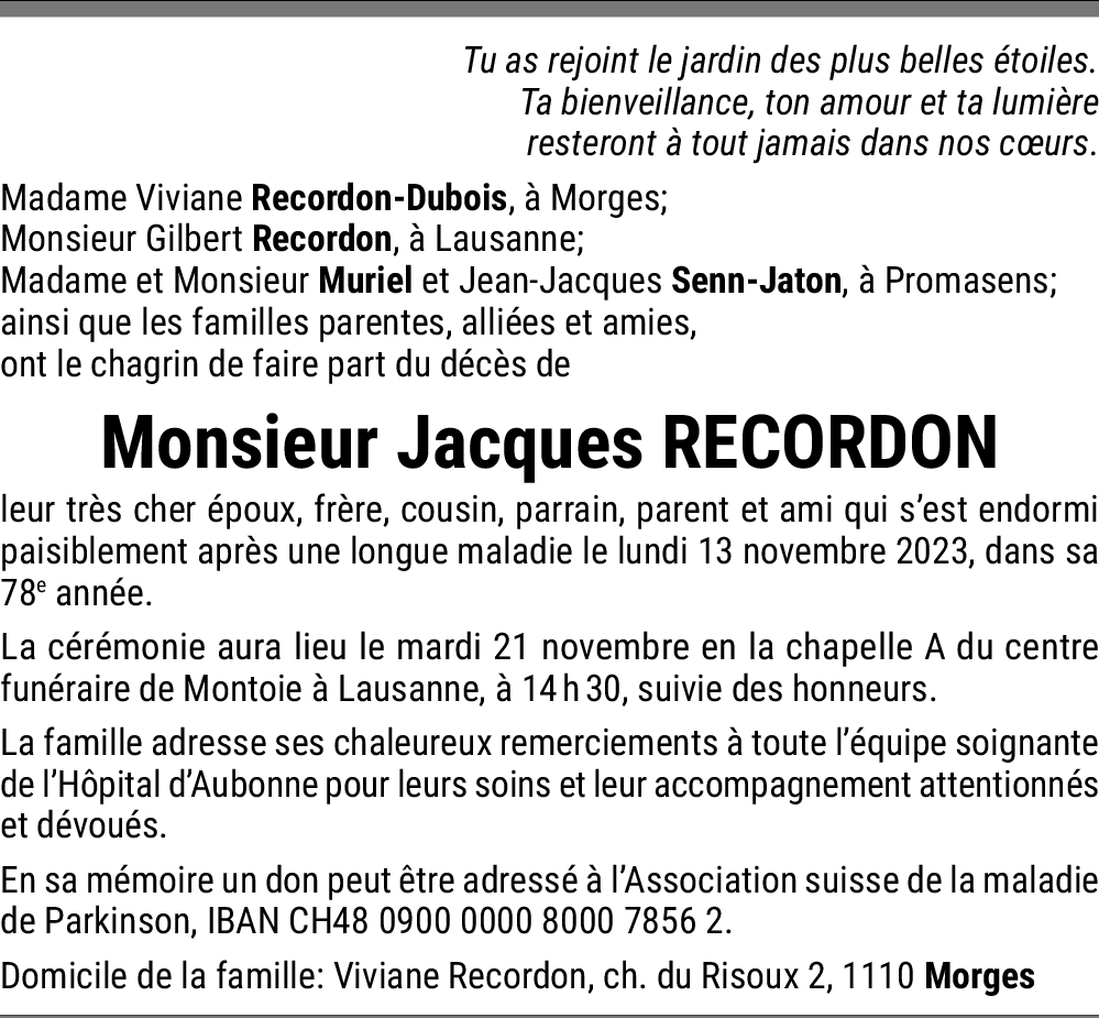 Jacques Recordon | Hommages
