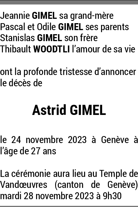 Astrid Gimel | Hommages