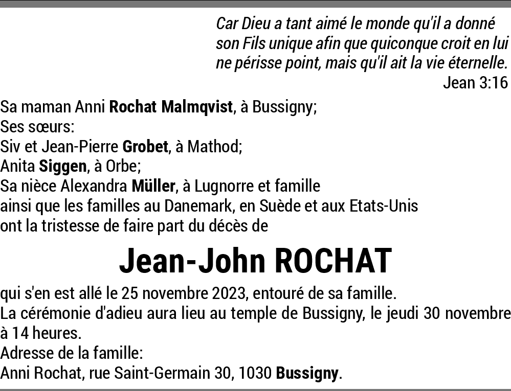 Jean-John Rochat | Hommages