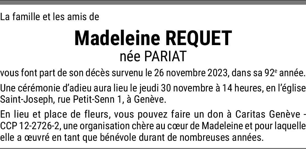 Madeleine Requet | Hommages