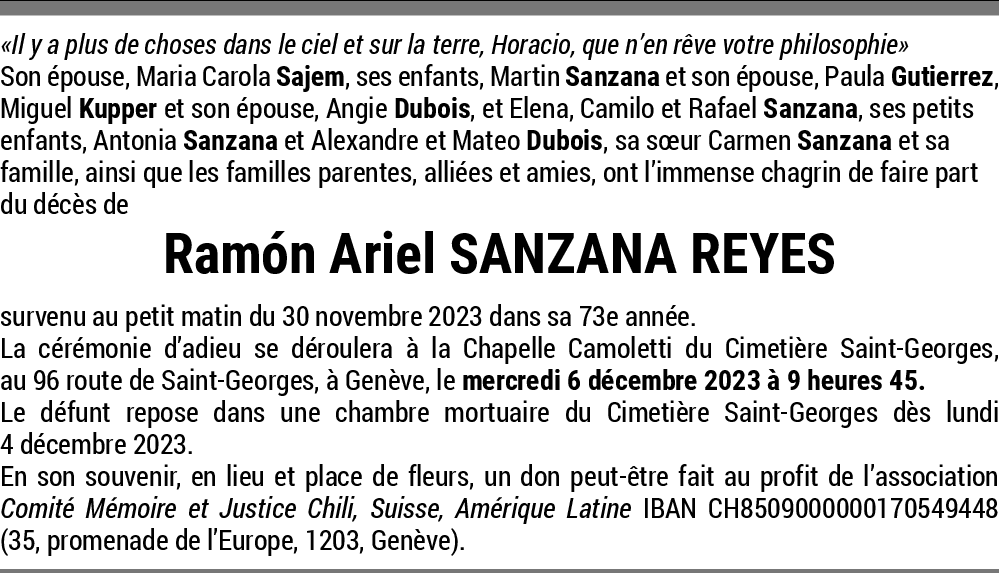 Ramón Ariel Sanzana Reyes | Hommages