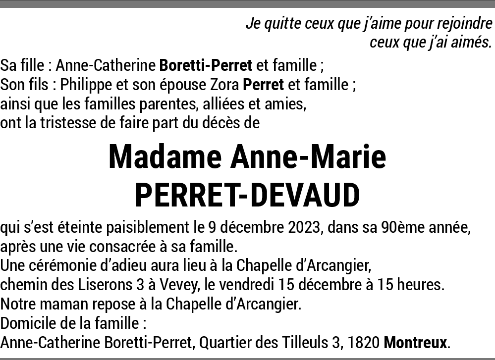 Anne-Marie Perret-Devaud | Hommages