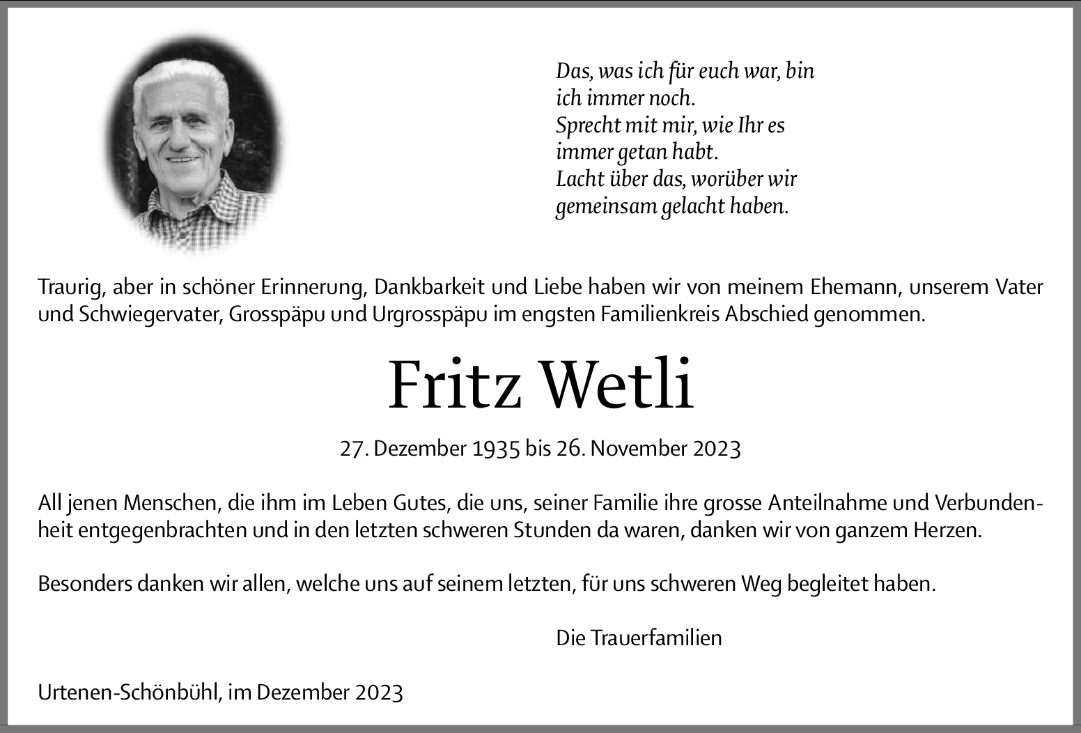 Fritz Wetli | Hommages