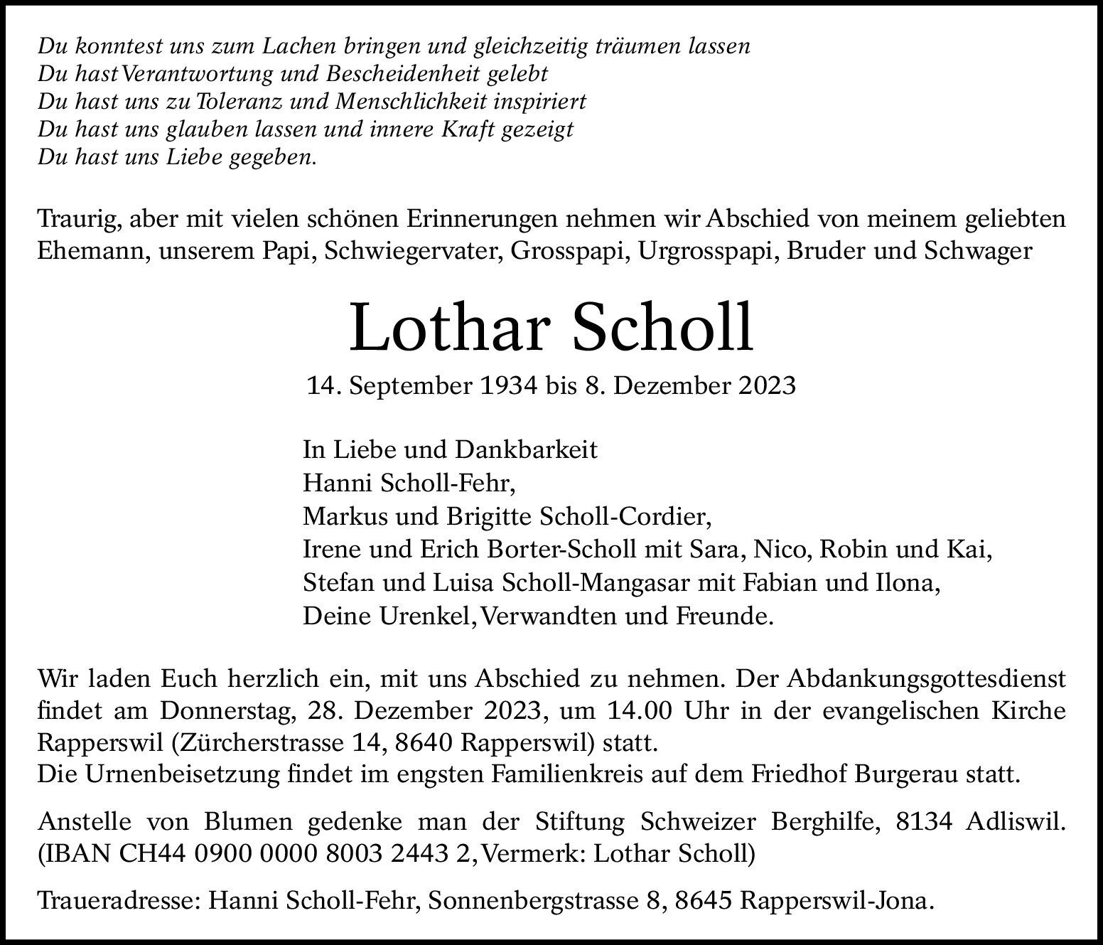 Lothar Scholl | Hommages