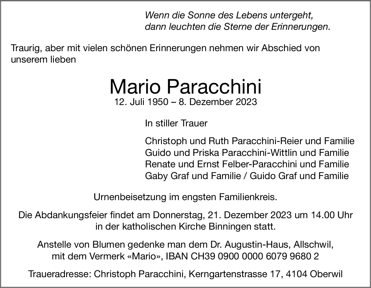 Mario Paracchini | Hommages