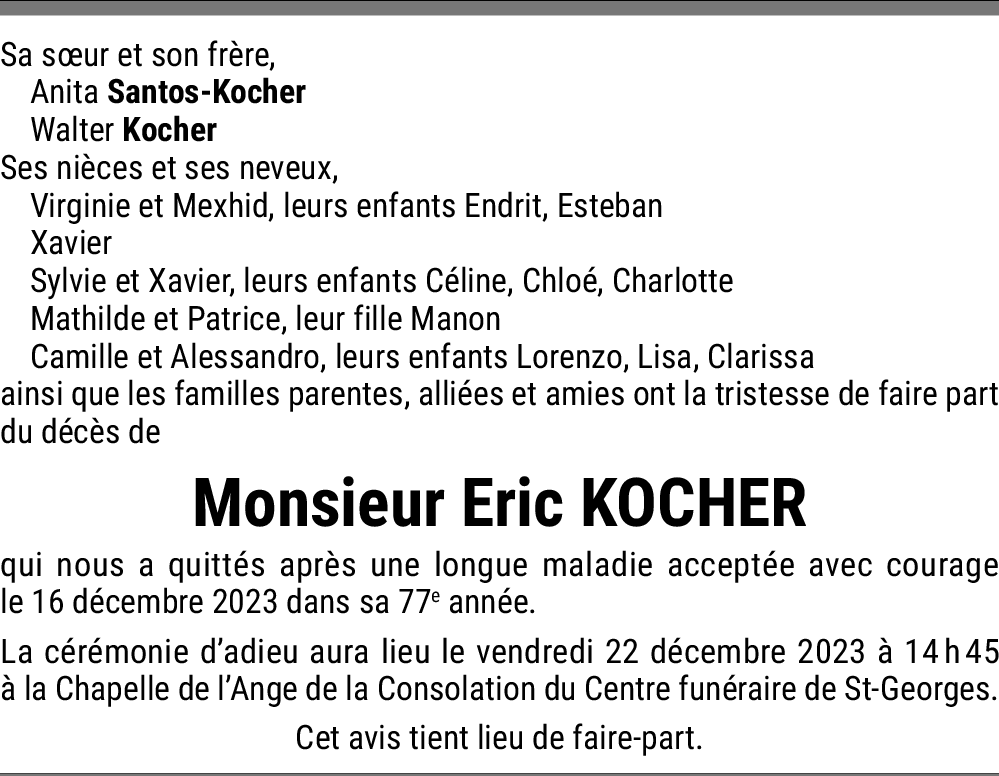 Eric Kocher | Hommages