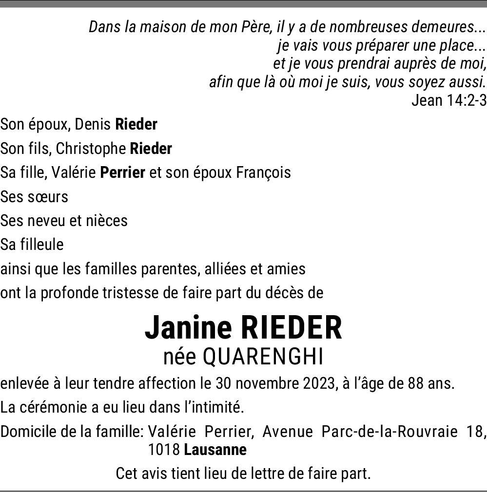 Janine Rieder | Hommages