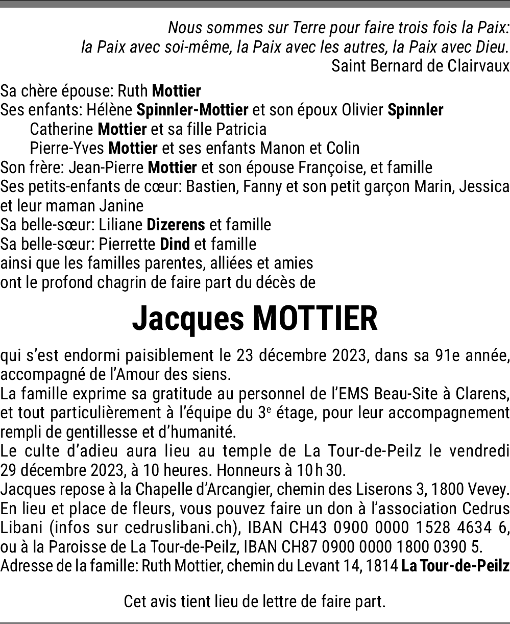 Jacques Mottier | Hommages