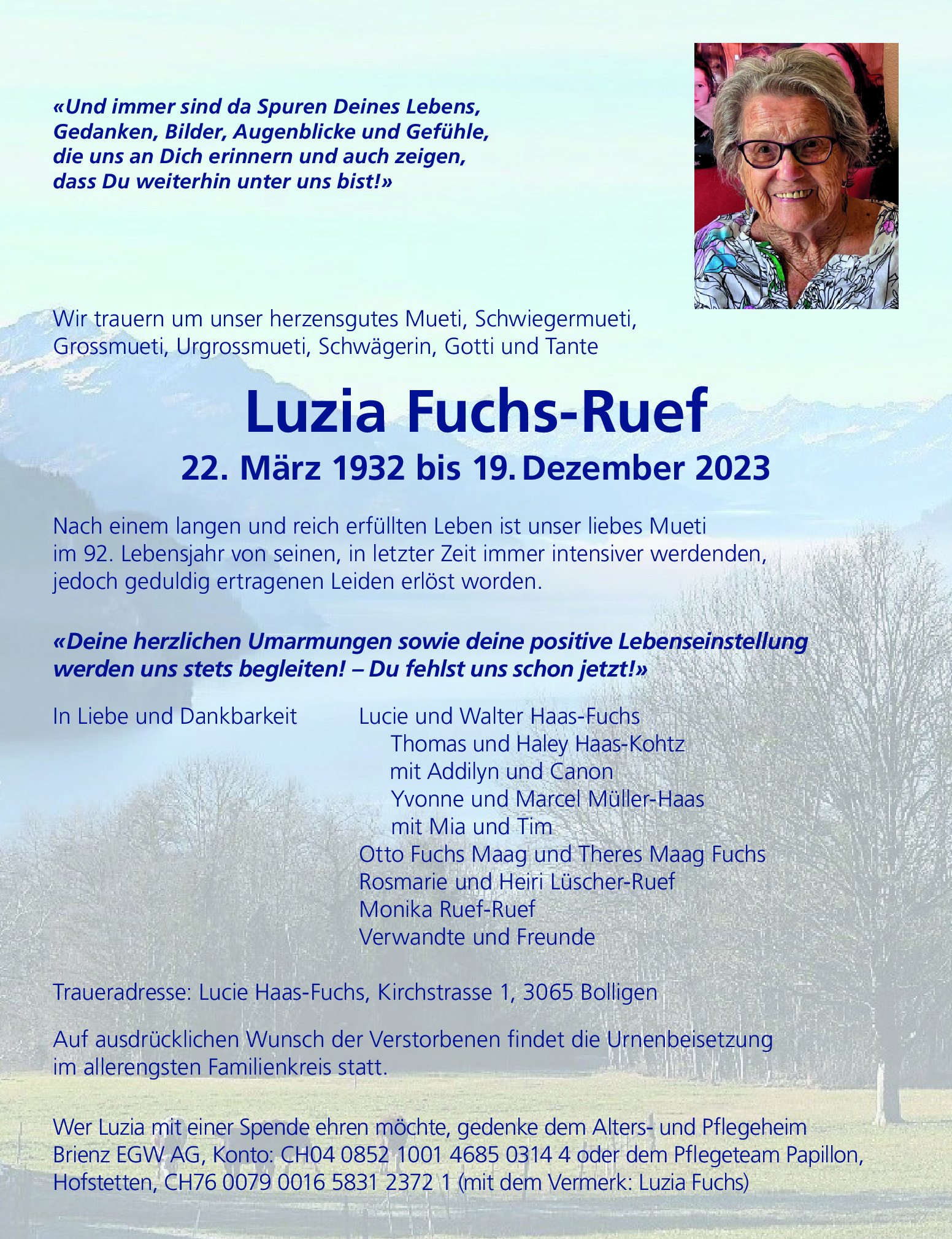 Luzia Fuchs-Ruef | Hommages