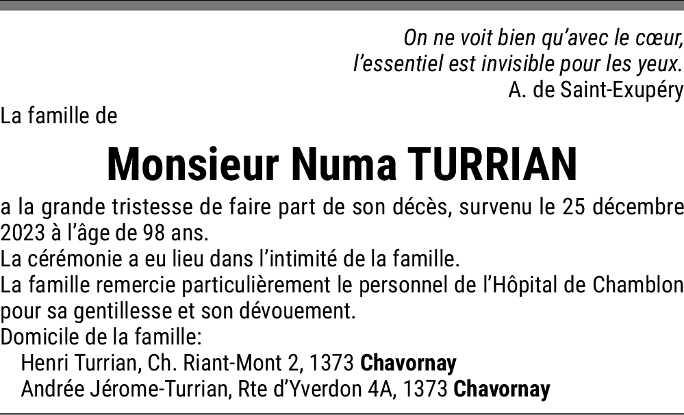Numa Turrian | Hommages