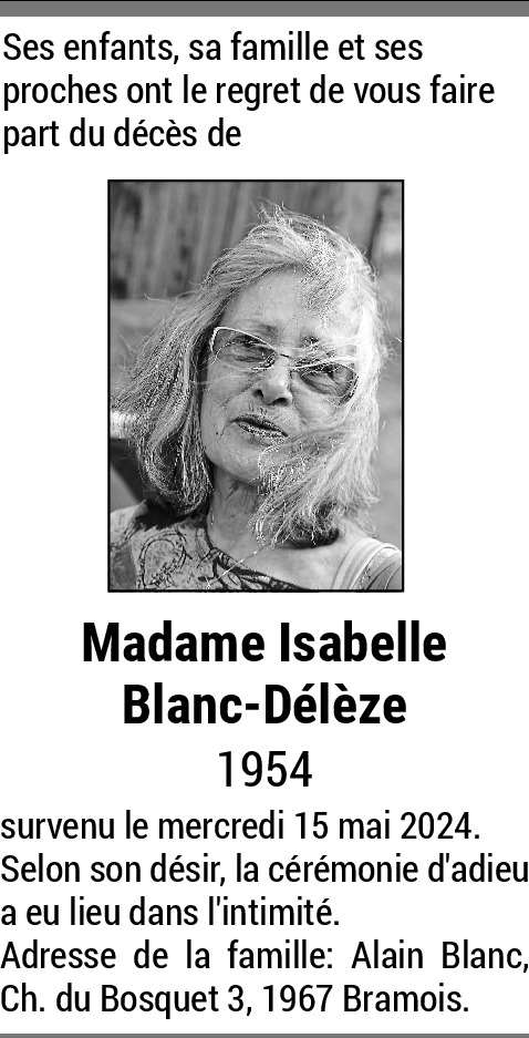 Isabelle Blanc-Délèze | Hommages
