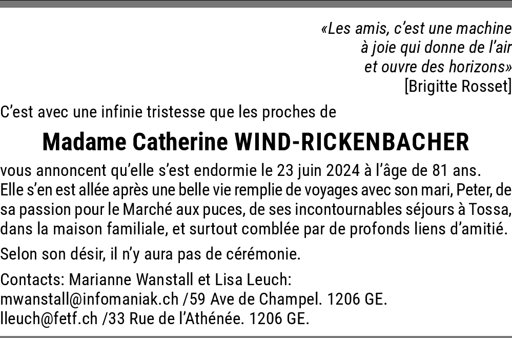 Catherine Wind-Rickenbacher | Hommages