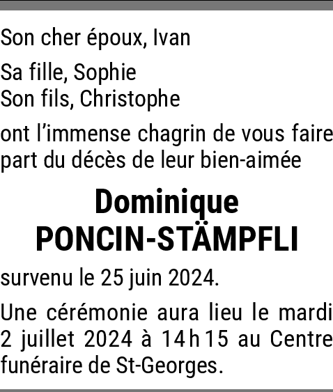 Dominique Poncin-Stämpfli | Hommages