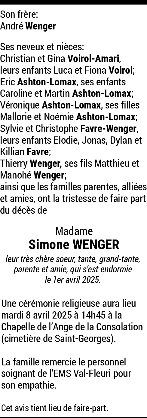 Simone Wenger | Hommages