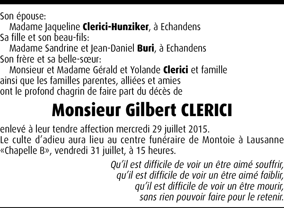 Gilbert Clerici | Hommages