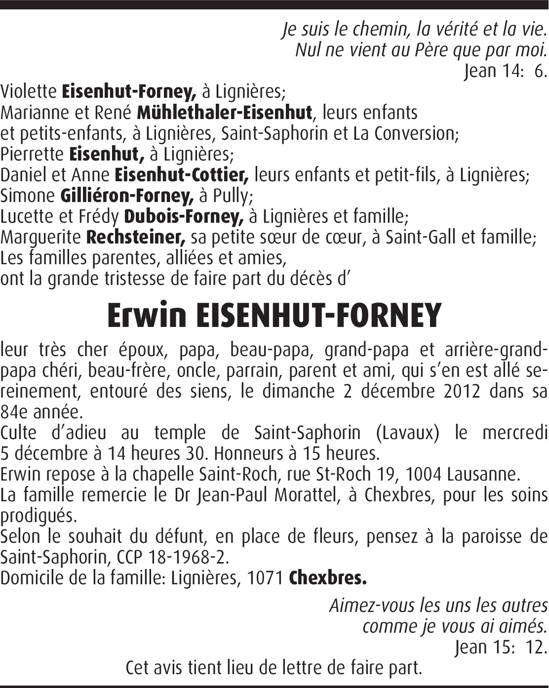 Erwin Eisenhut-Forney | Hommages