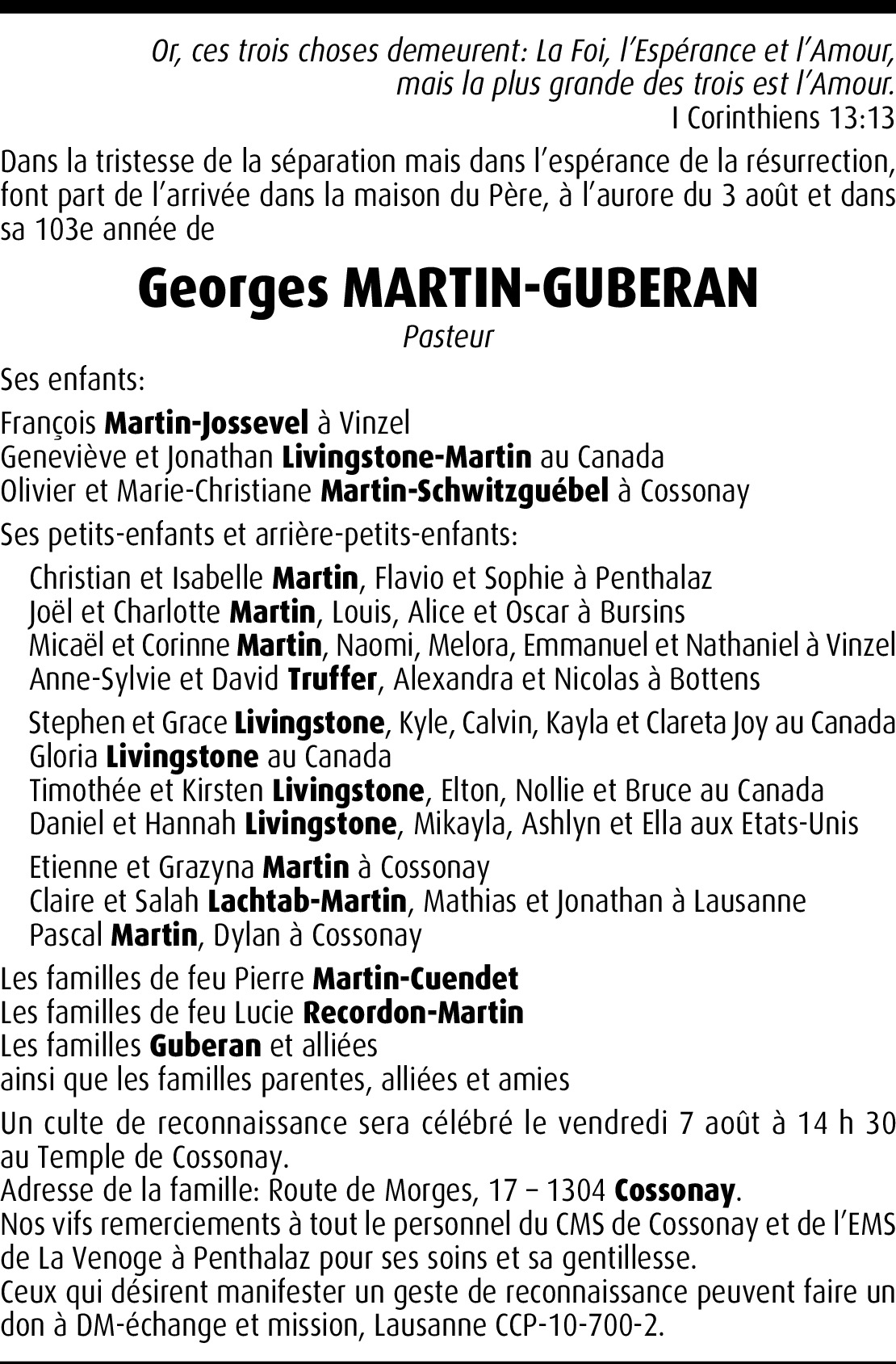 Georges Martin-Guberan | Hommages